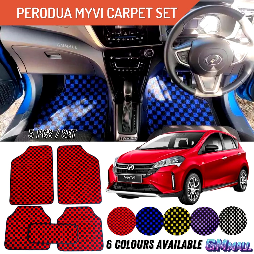 5PCs SET PERODUA MYVI Thailand Checkmate Dadu Dice Car Carpet Floor Mat ...