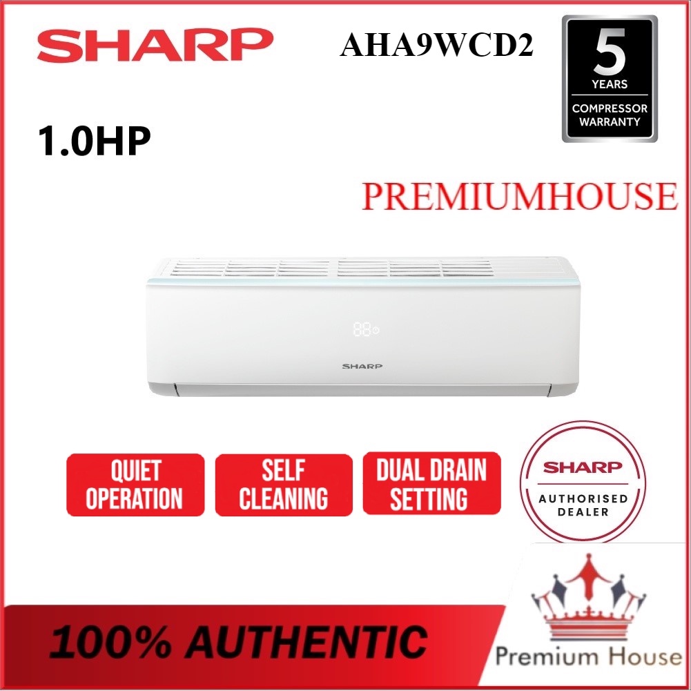 Sharp R32 1.0HP AHA9WCD2 / 1.5HP AHA12WCD2 / 2.0HP AHA18WCD2 Air Conditioner Non Inverter ...
