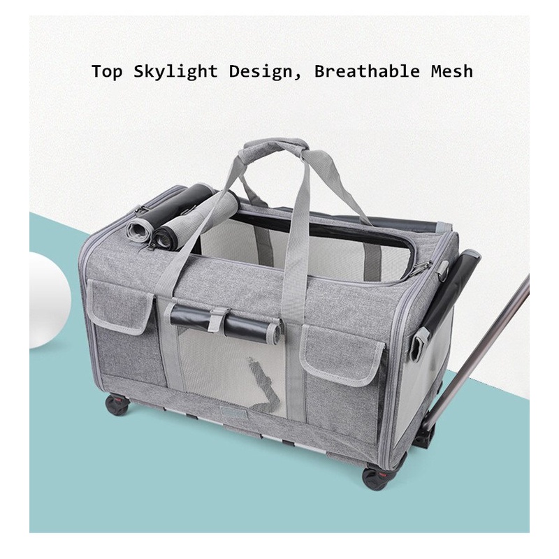 Pet Trolley Case Detachable Universal Wheel Breathable Foldable Large ...