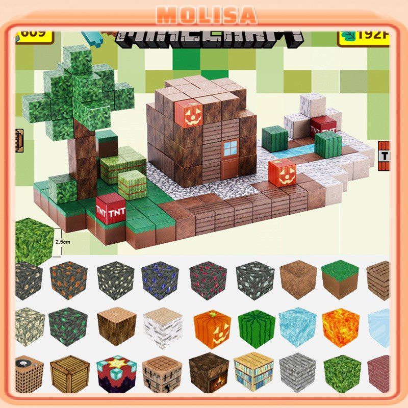 Minecraft Diy Merchandise Magnet Toy Mine Assembling Magnetic Cube ...