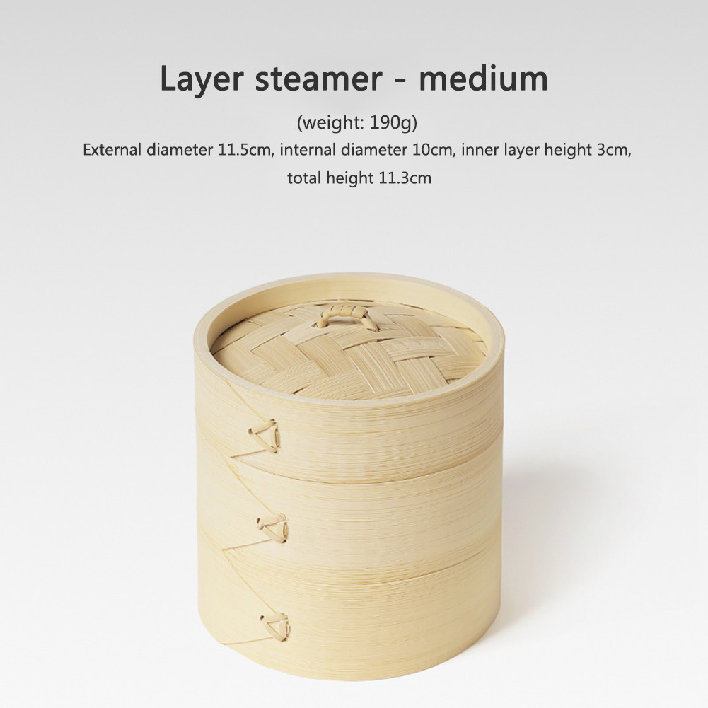 Bamboo Snack Steamer Cage with Lid Chinese Steamer Basket Reusable Home ...