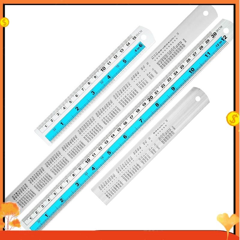 12+6 Inch Metal Ruler Set-Straight Edge Ruler Has Both Imperial and ...