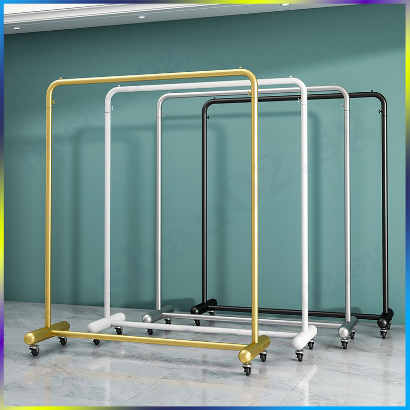 Clothing store display rack white clothing rack simple hanging women's ...