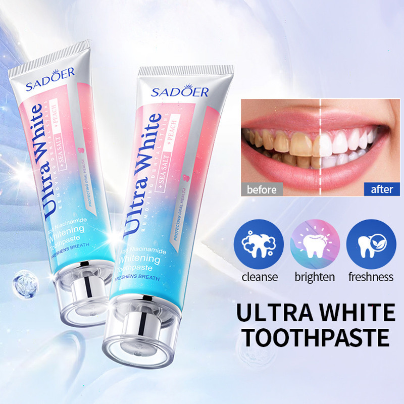 ROREC SADOER Ultra White Sea Salt Peach Toothpaste Niacinamide ...