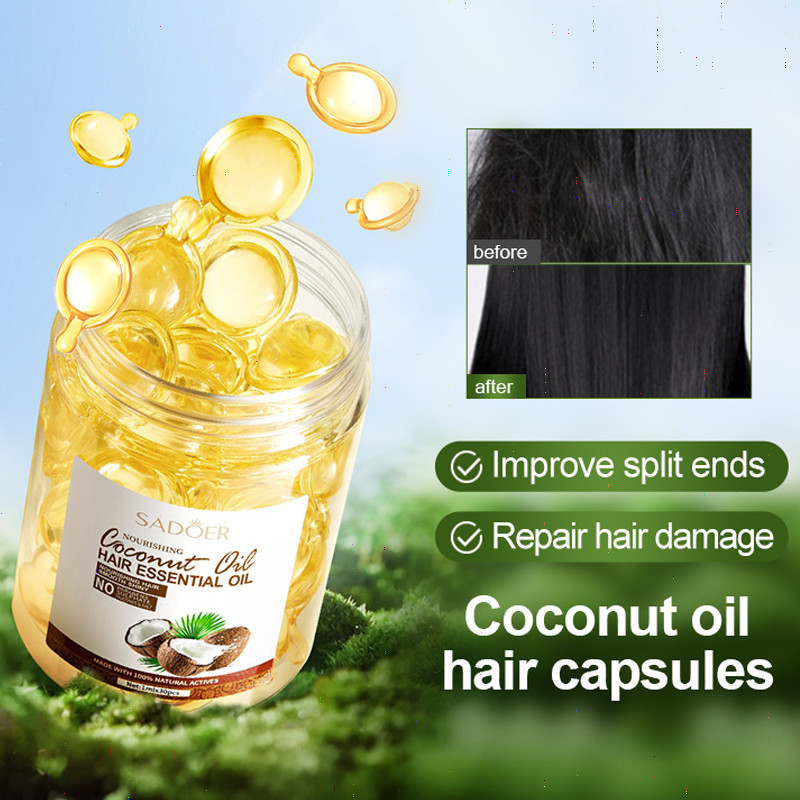 ROREC SADOER Nourishing Coconut Oil Hair Essential Oil Moisturizing Smooth Shiny Brighten ...