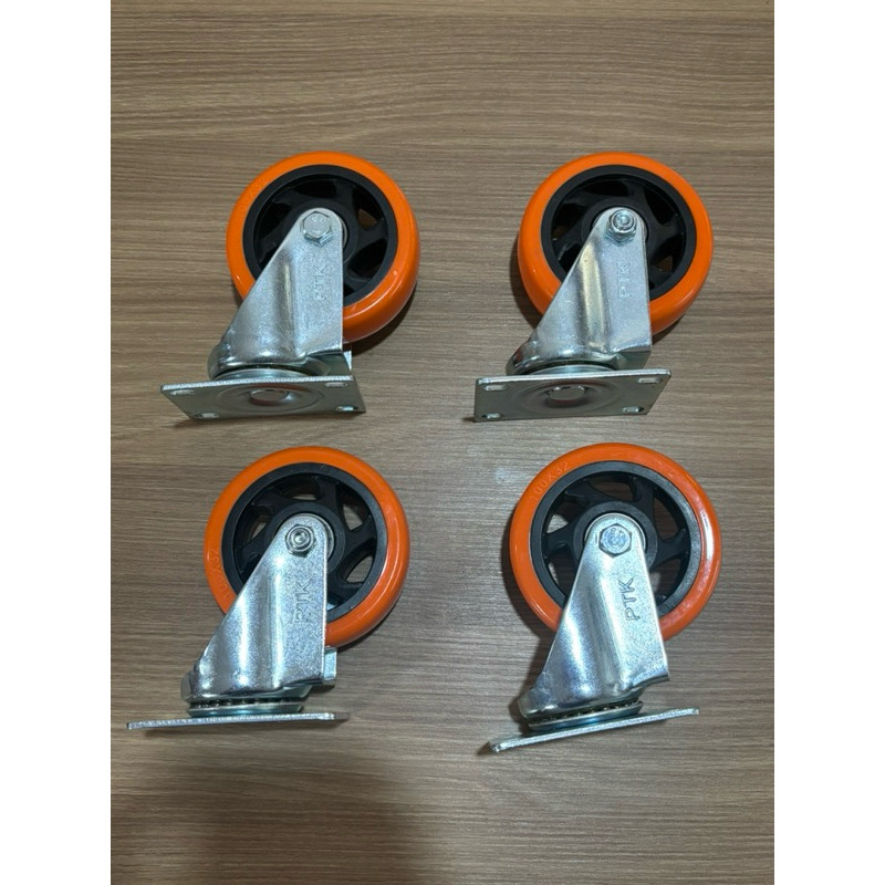 Orange Pu wheels set of 4 pcs 4 inch Living Wheels for Trolley cupboard ...