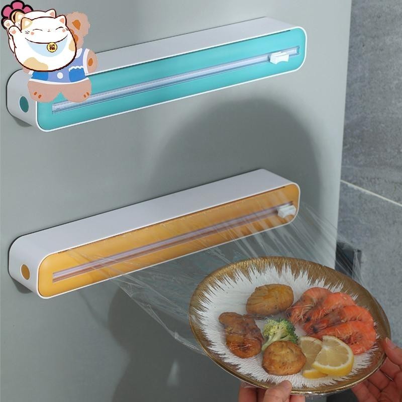 [OMK]Cling Wrap Dispenser Wrap Holder Sliding Cutter Sharp Cut Kitchen ...