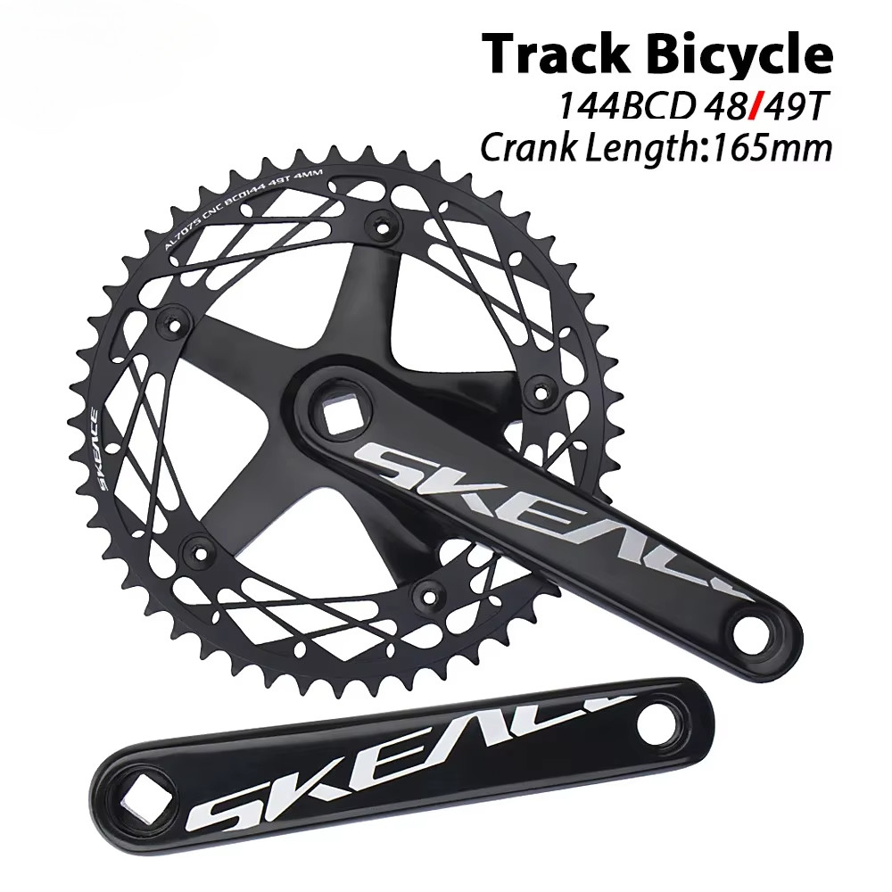 Fixed Gear bike Crankset 144BCD Square Hole Crank Aluminum Alloy Single ...