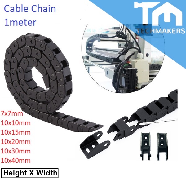 R28 Black Nylon Cable Chain Wire Carrier 1000mm/40" Long For 3D Printer ...