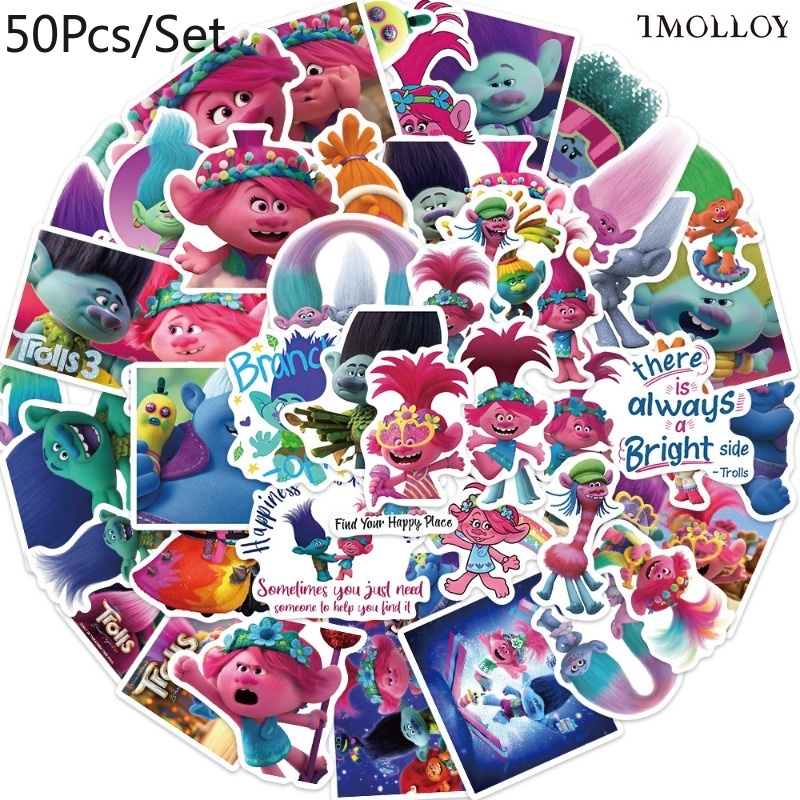 [T] 50Pcs/Set Trolls Stickers Waterproof Stickers Decal for Toys ...