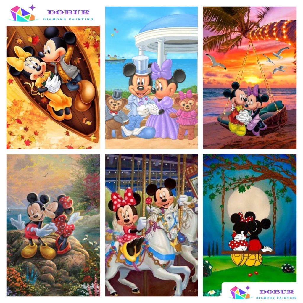 DOBUR | 5D Diamond Painting Set Round Mickey Mouse Mickey and Minnie ...
