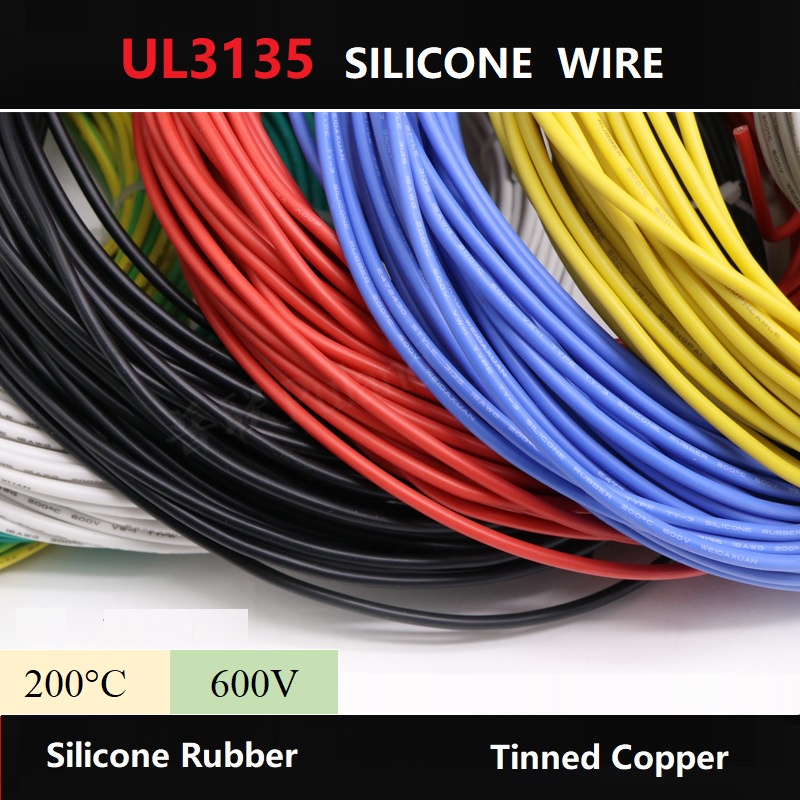 10Meters/5Meters 20AWG~30AWG UL3135 Silicone Rubber Wire Flexible Insulated Soft Electron Lamp ...