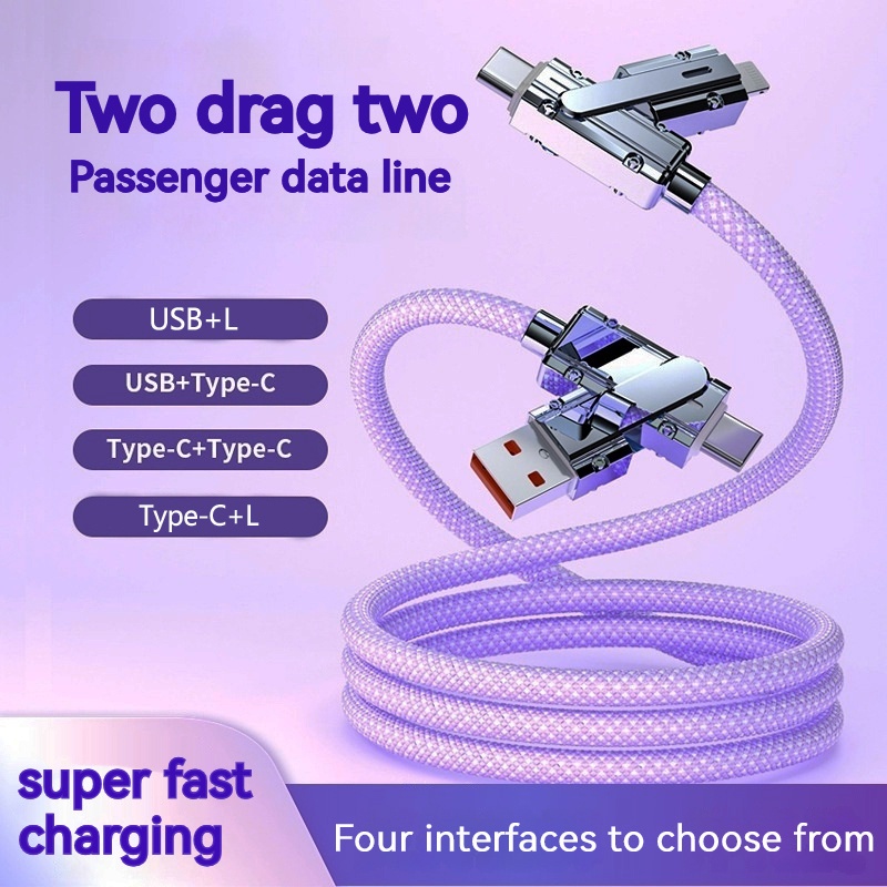 100W Two Drag Two Data Braided Thread Cable PD27W Fast Charging One ...