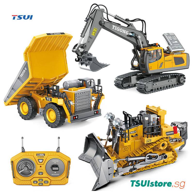 Alloy Metal RC Excavator Dump Truck Bulldozer 6/9/11 Channels Remote ...