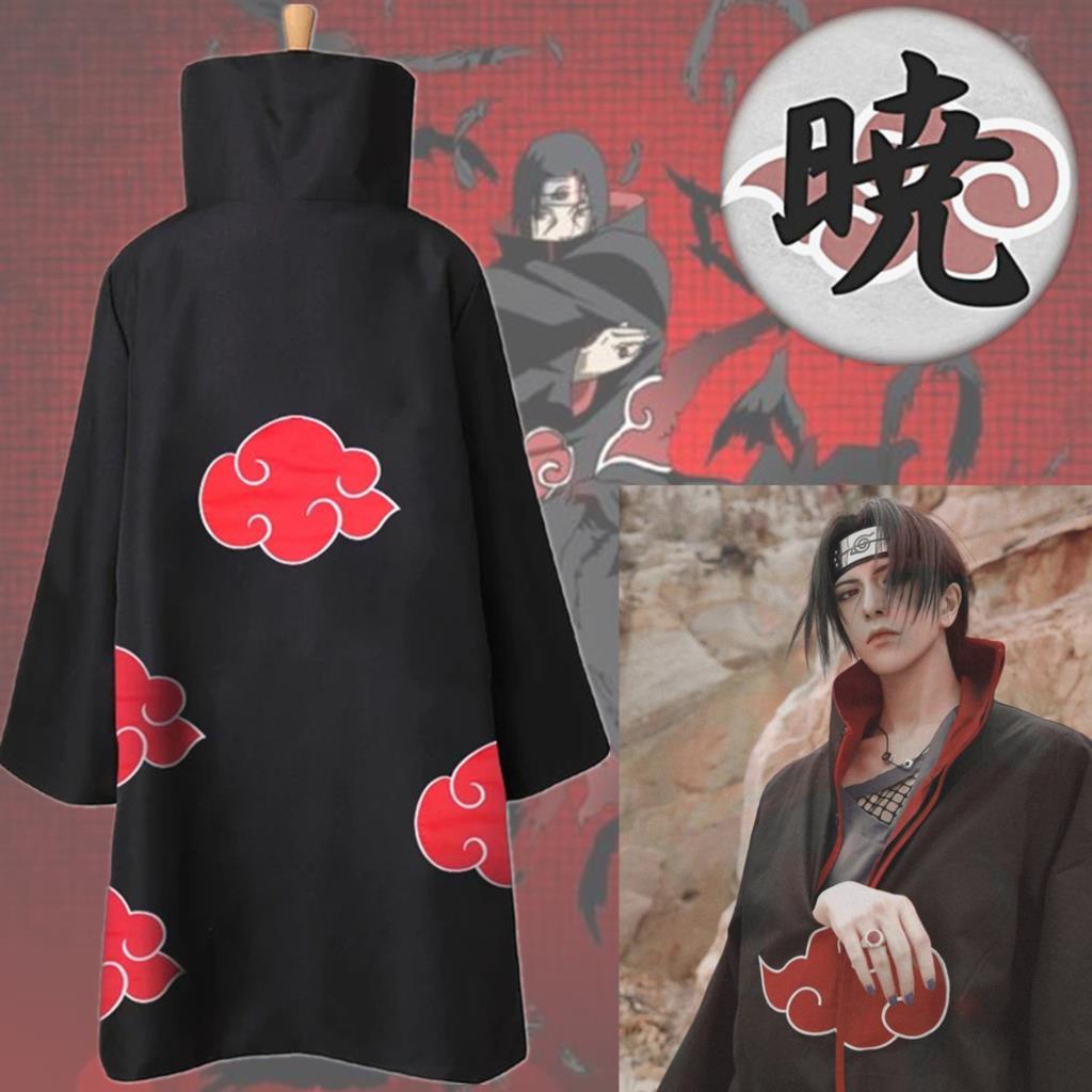 Anime Naruto Cosplay Akatsuki Cloak Halloween Costume Cape Headband ...