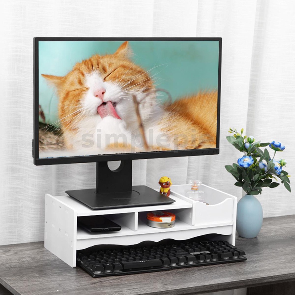 White Monitor Laptop Stand Computer Stand Monitor Riser Support PVC ...