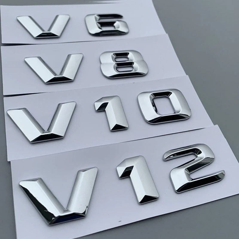 NEW 3D Chrome Letters V6 V8 V10 V12 Car Fender Emblem Stickers for W210 ...
