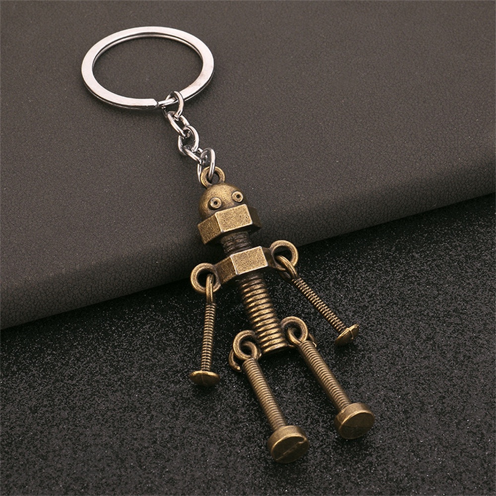 Vintage Mechanical Screw Robot Keychain Creative Movable Joint ...