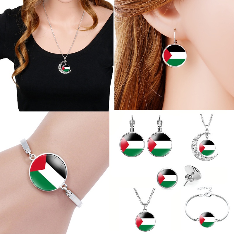 Palestine Flag Bracelet Necklace Jewellery Set Pendant Bracelet ...