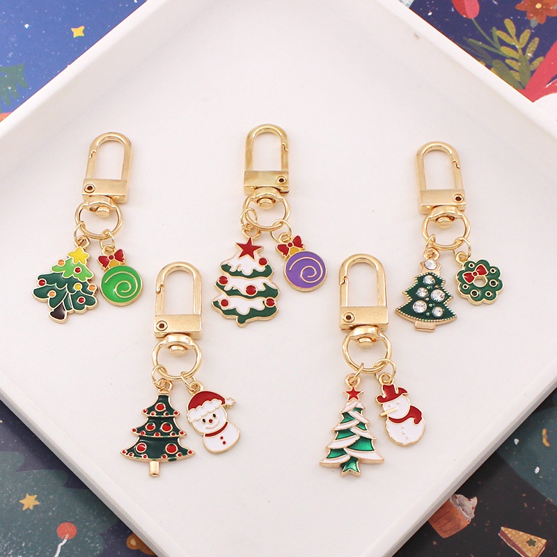 Cartoon Christmas Series Metal Keychain Santa Claus Elk Snowflake Sock ...