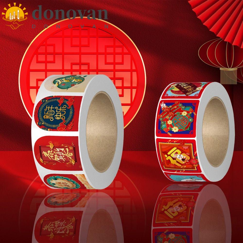 DONOVAN DIY Seal Roll Stickers, Happy New Year Spring Festival Chinese ...
