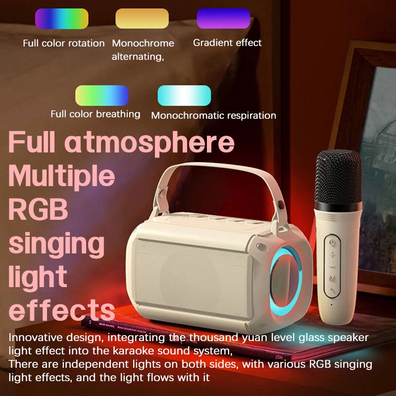 Hot Microphone+Speaker RGB Karaoke Home Wireless Bluetooth Microphone ...