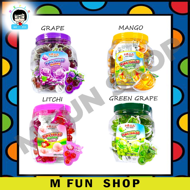 *Ready Stock* +/-50Pcs Deer DaDa Pure Peeled Gummy Grape/Green Grape/Mangga/Litchi Flavor (±12G ...