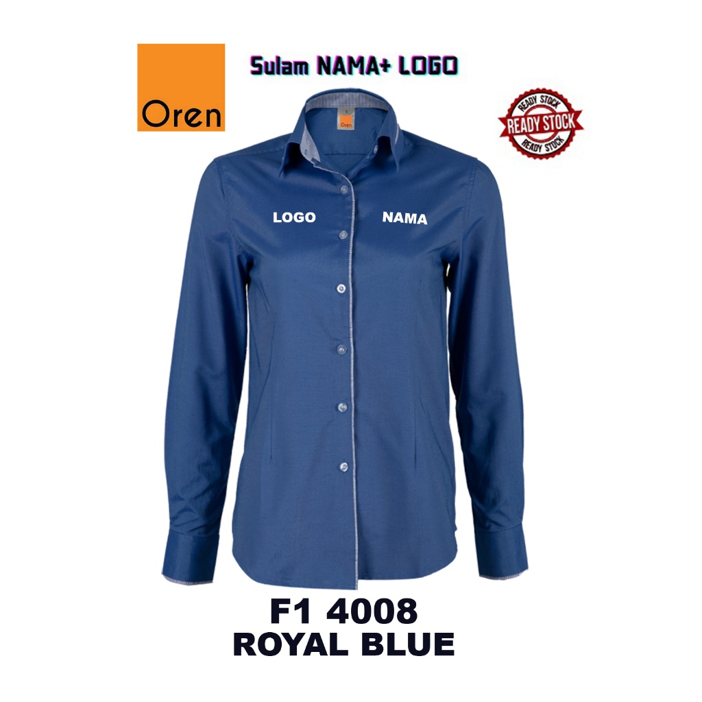 BAJU KORPORATE PEREMPUAN ROYAL BLUE LENGAN PANJANG F1 4108 jenama oren ...