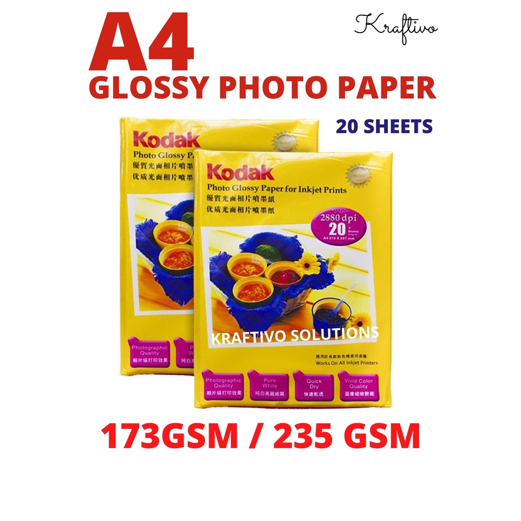 [ KODAK ] HIGH GLOSS PHOTO PAPER (A4/5R/4R/3R) / A4 KODAK KERTAS GAMBAR / 4R KODAK KERTAS GAMBAR ...