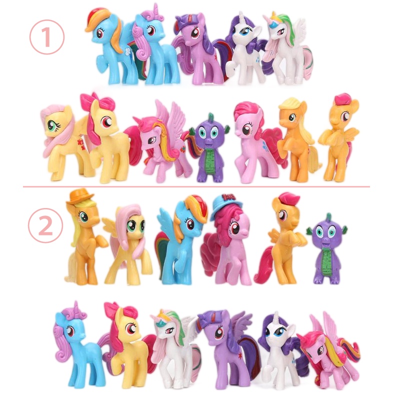 12pcs/set My Little Pony Figures 5-7cm Mini Figurines Rainbow Dash ...