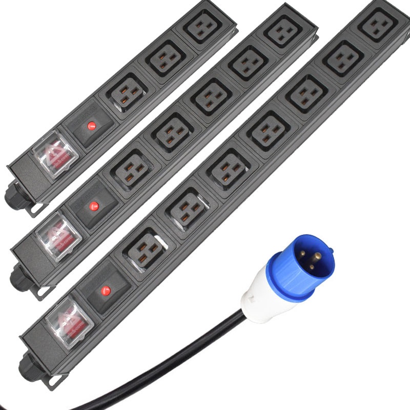 PDU Power Distribution Unit box 16A 3500W overload protection IEC C19 socket 32A Industrial PLUG ...