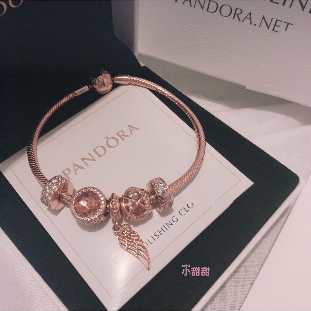 Pandora Charm rantai tangan Angel Wings emas ros hg3yt566r5 | Shopee ...