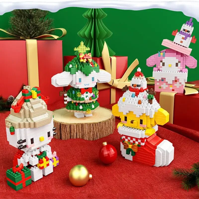 Sanrio Building Block Cartoon Hello Kitty Splicing Model Toy Christmas ...