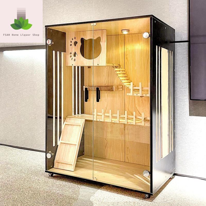 Solid wood cat cage villa extra large luxury cat cage cat house cat ...