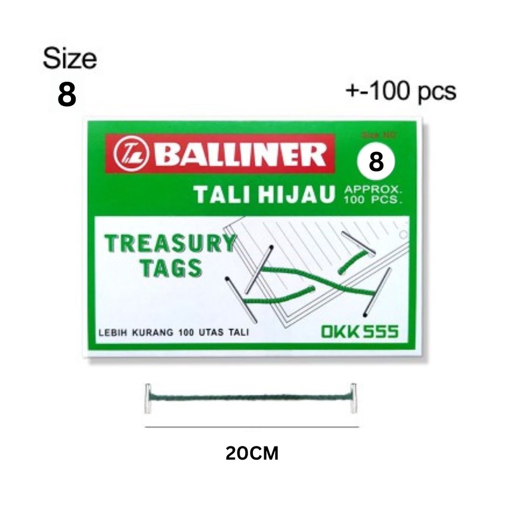 [ BALLINER ] TALI HIJAU / TREASURY TAGS (4T ~ 12T) / OFFICE PAPER ...