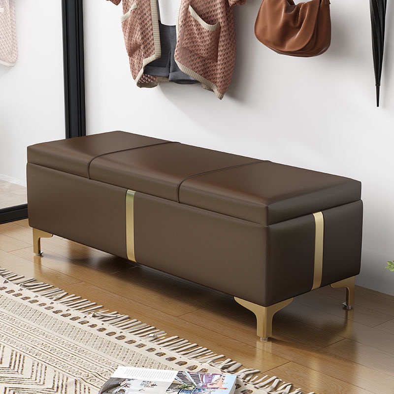 Storage Stool PU Stool Chair Leather Box Storage Bench Folding Sofa ...