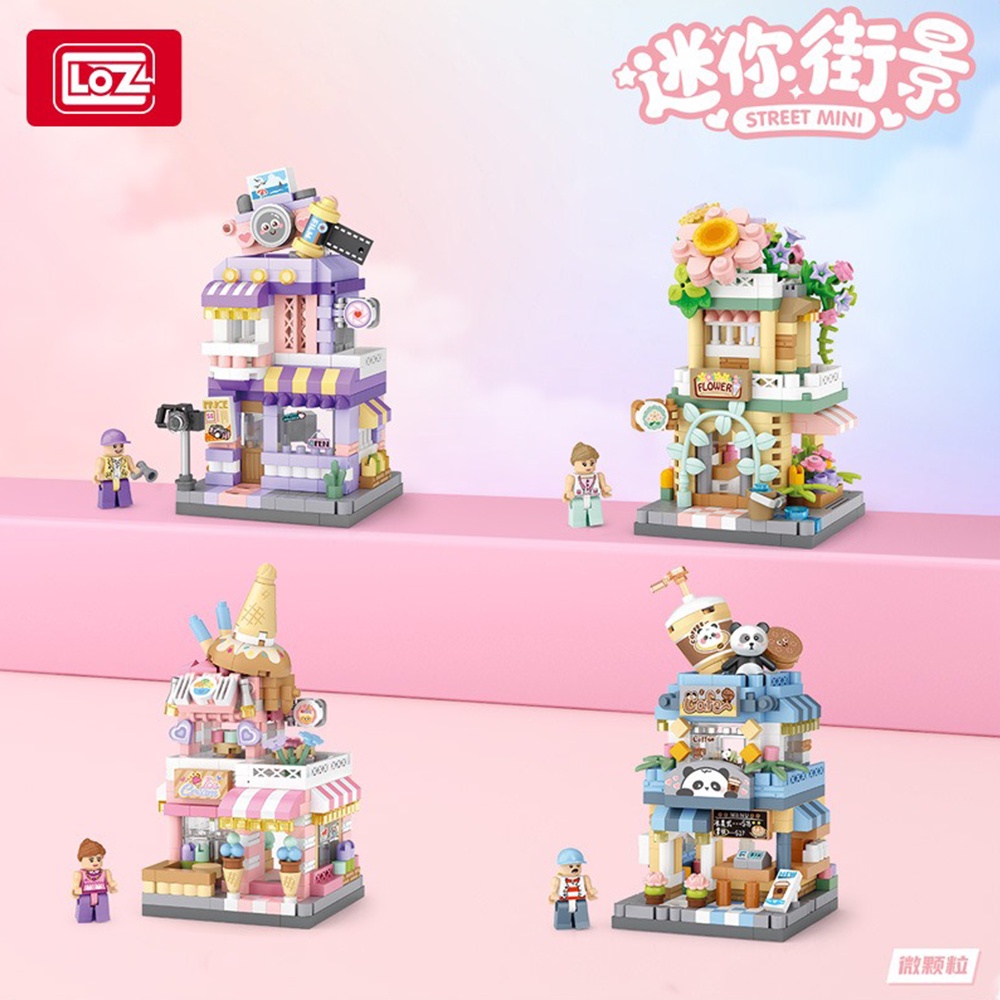 LOZ IDEAS 8813 / 8814 / 8815 / 8816 Street Mini Block Ice Cream Cafe ...