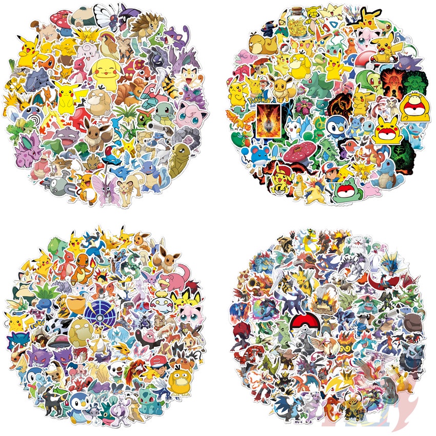 100Pcs/Set Pokémon . Pocket Monsters Stickers DIY Waterproof Fashion ...