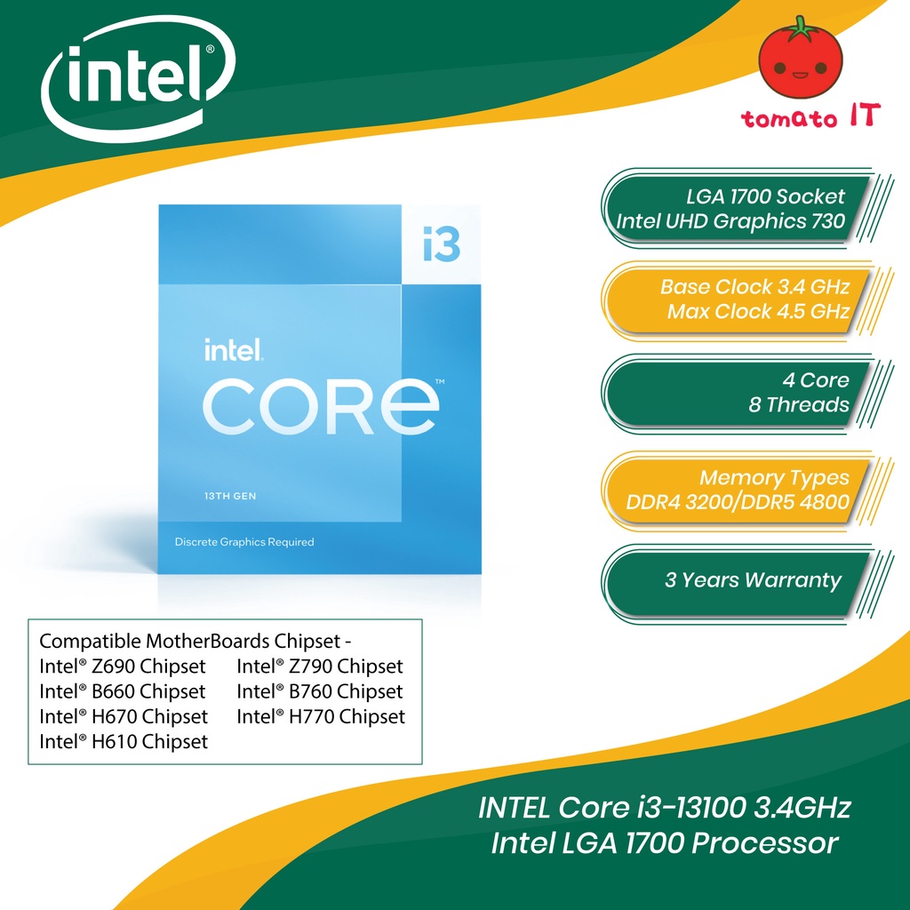 INTEL Core i3-13100 3.4GHz LGA1700 Processor | Shopee Malaysia