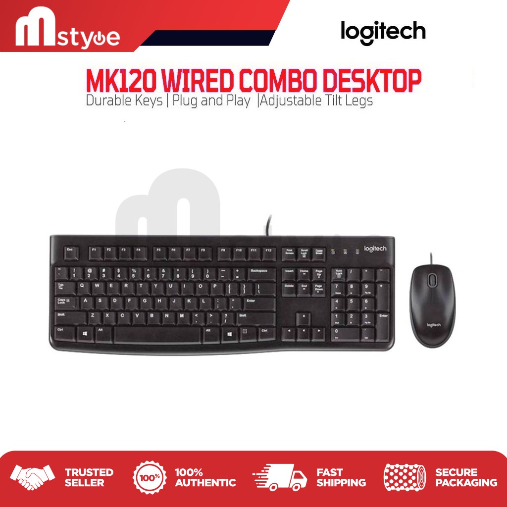 Logitech Mk120 Usb Keyboard And Mouse Combo With Quiet Typing Durable