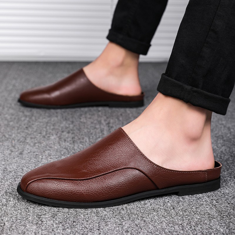 New casual men's shoes, genuine leather lazy shoes Men's slippers ...
