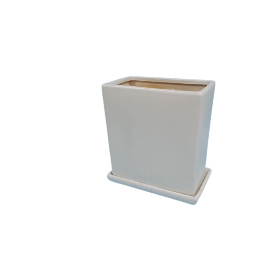 [Floralyst] 23x12x24cm Matte White Rectangular Design Ceramic Pot ...