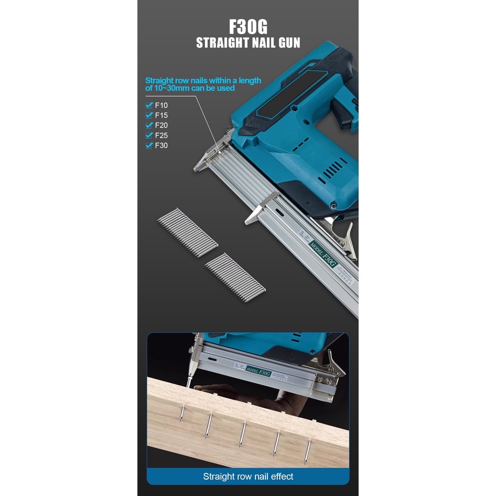 F30 Lithium-Ion Cordless Nailer Gun Heavy Duty Brad Straight Finish ...