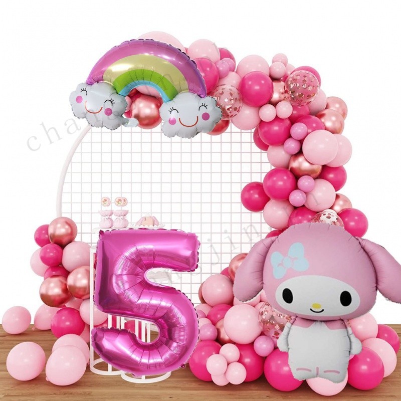 105pcs Melody Princess Balloon Rainbow Clouds Birthday Party Balloon ...