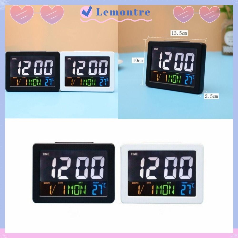 LEMONTRE Electronic Alarm Clock, Screen Time Temperature Display LED ...
