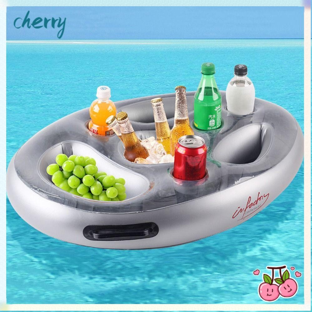 CHERRY Sea Bucket Cup Holder, Inflatable Grey Pool Beach Drink Tray ...