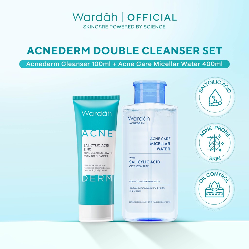 Acnederm Double Cleanser Set - Acnederm Cleanser 100ml + Acne Care ...