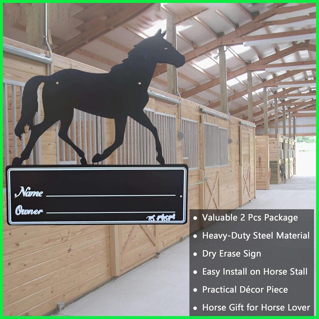 Horse Stall Sign Metal Horse Infomation Display Black Nameplate Stable ...
