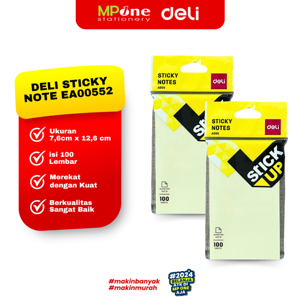 (1 Sheet) DELI Sticky Note EA00552 3 X 5 YELLOW 100 Sheets / DELI Mini ...