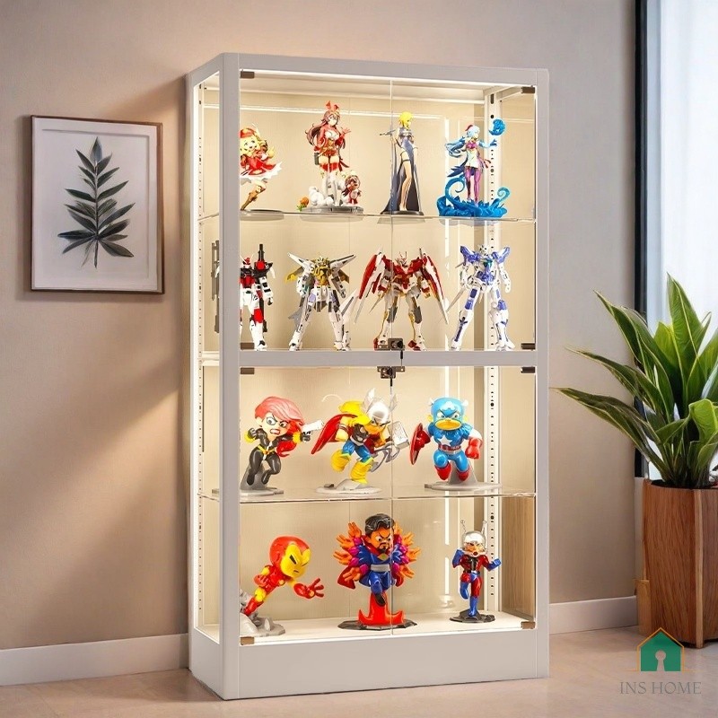 Multipurpose Glass Display Cabinet with Lights LEGO Showcase Figurine ...